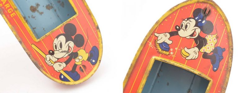 Walt Disney Mickey Mouse tinplate items including Mickey’s Tug Boat ...